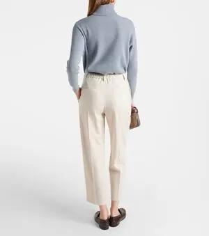 Brunello Cucinelli Pleated Cotton Straight Leg Pants