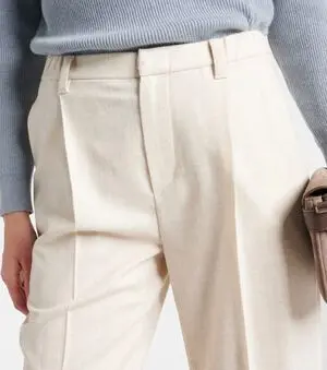 Brunello Cucinelli Pleated Cotton Straight Leg Pants