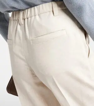Brunello Cucinelli Pleated Cotton Straight Leg Pants