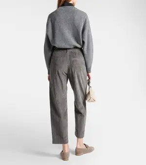 Brunello Cucinelli Pleated Cotton Straight Pants