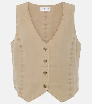 Velvet By Graham & Spencer Mylie Linen Vest - Brown