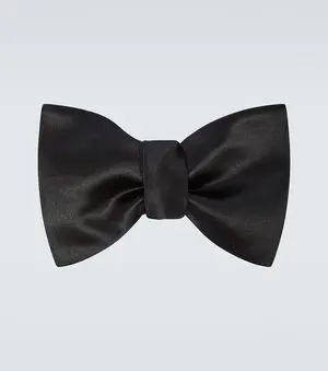 Brunello Cucinelli Silk And Cotton Satin Bow Tie - Black