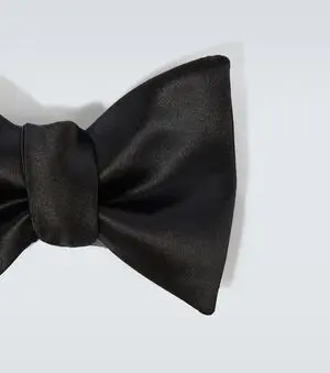 Brunello Cucinelli Silk And Cotton Satin Bow Tie - Black