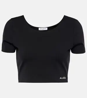 Alaïa Logo Crop Top - Black