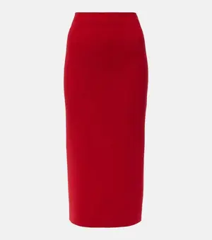 Wool Midi Skirts with Slit