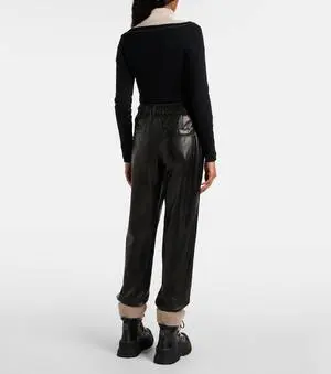 Brunello Cucinelli Leather Drawstring Pants