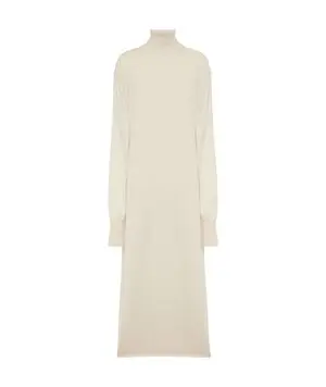 JIL SANDER Knitted Cashmere Midi Dress - White