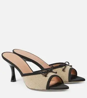 MALONE SOULIERS X Tabitha Simmons 70 Leather-trimmed Mules - Neutrals