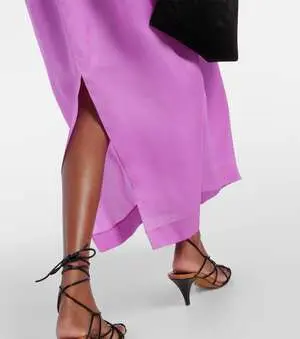 Khaite Ember Silk Gazar Midi Skirt - Pink