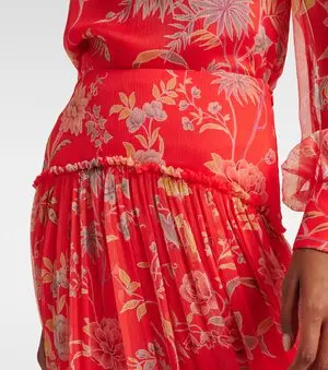 Etro Floral Print Silk Maxi Skirt