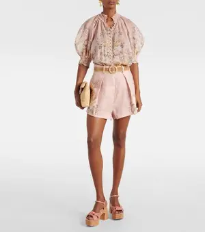JIMMY CHOO Heloise 95 Leather Platform Sandals - Pink
