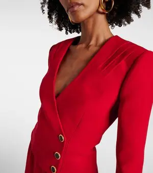 Alessandra Rich Pleated Wool Blazer