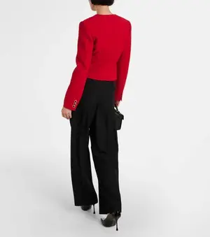 Alessandra Rich Pleated Wool Blazer