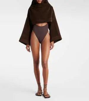 Alaïa Cropped Cotton Terry Hoodie