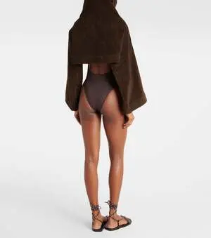 Alaïa Cropped Cotton Terry Hoodie