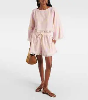 Zimmermann Pop Floral Cotton Terry Shorts