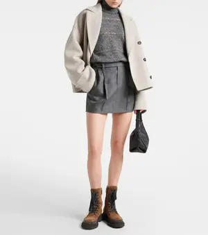 Brunello Cucinelli Pleated Virgin Wool Miniskirt