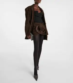 Magda Butrym Floral-appliqué Suede Miniskirt