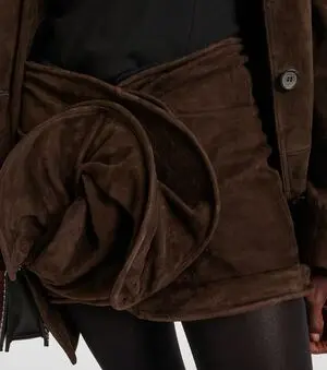 Magda Butrym Floral-appliqué Suede Miniskirt