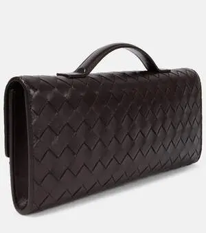 Bottega Veneta Andiamo Intrecciato Leather Clutch - Brown