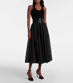 Alaïa Cotton-blend Midi Skirt