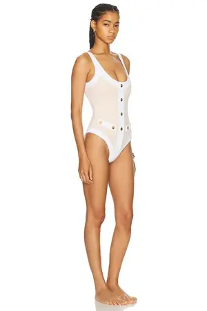Caroline Constas Sailor Gold One Piece Swimsuit In Nude
