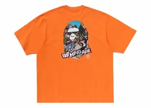 A BATHING APE Comic Art Ape Head Relaxed Fit Tee Shirt - Orange