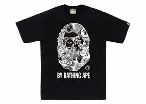 A BATHING APE Comic Art Ape Head Tee Shirt - Black