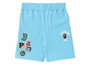 A BATHING APE Fonts Sweat Shorts - Sax