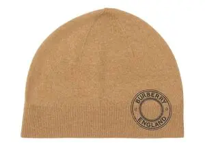 Burberry Logo Graphic Cashmere Blend Beanie - Camel