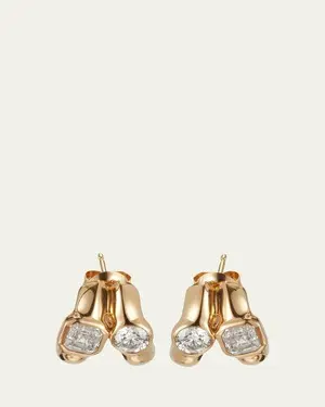 UNIFORM OBJECT Twin Tusk 18k Yellow Huggie Earrings - Gold