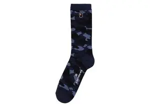 A BATHING APE Camo Ape Head One Point Socks - Navy Blue
