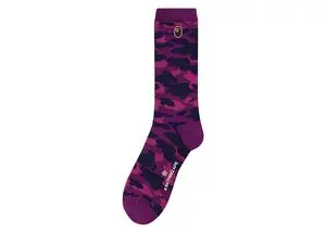 A BATHING APE Camo Ape Head One Point Crew Socks - Purple