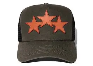 Amiri Three Star Trucker Cap - Military Green