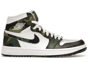 JORDAN 1 High Golf Camo Sneakers - Legion Green/white/black
