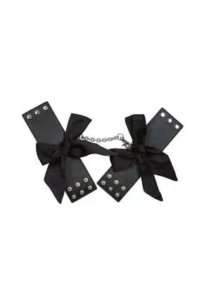FLEUR DU MAL Leather Cuffs With Silk Bows