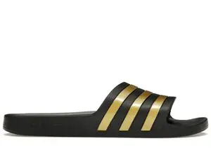 Adidas Adilette Aqua Slides - Core Black/gold Metallic