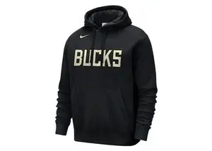 Nike NBA Milwaukee Bucks Courtside Fleece Loose Fit Hoodie - Black