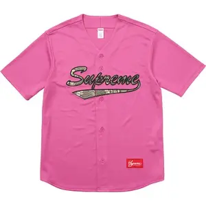 Supreme Snake Script Logo Baseball Jersey - Pink
