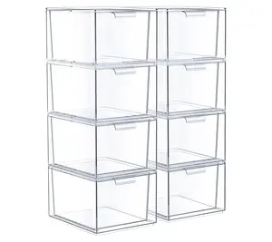 SORBUS 8 Pack Clear Stackable Acrylic Drawer Ma Eup Organizers - One-color