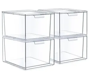 SORBUS 4 Pack Clear Stackable Acrylic Drawer Ma Eup Organizers - One-color