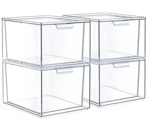SORBUS 4 Pack Clear Stackable Acrylic Drawer Ma Eup Organizers