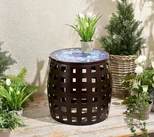 TEMP-TATIONS Outdoors Mosaic Top Plant Stand Side Table - One-color