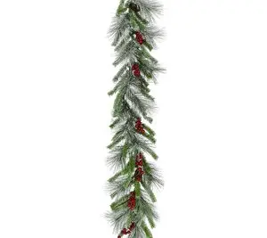 FRASER HILL FARM 9-ft. Lightly Flocked Decorative Garland With - One-color