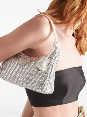Prada Re-edition Embellished Mini Bag - White