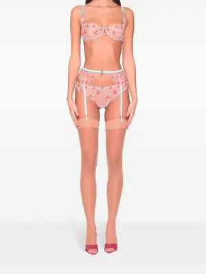 FLEUR DU MAL Rose And Vine Embroidered Thong