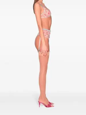 FLEUR DU MAL Rose And Vine Embroidered Thong