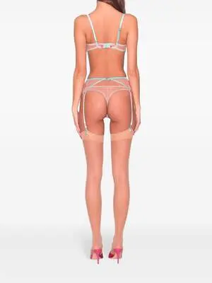 FLEUR DU MAL Rose And Vine Embroidered Thong