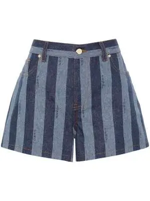 Fendi Pequin Striped Denim Shorts