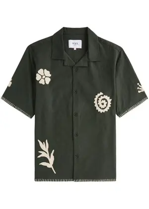 WAX LONDON Didcot Appliquéd Cotton-blend Shirt